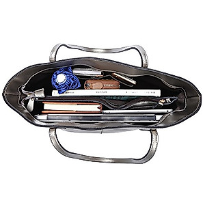 Covelin Women's Handbag Genuine Leather Tote Shoulder Bags Soft Hot Silver grey