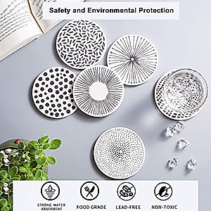 YumSur Drink Coasters Set of 6 with Holder Absorbent Ceramic Stone Coasters with Cork Bottom Heat and Scratch Resistance Decorative Drink Mats Coasters Cup Coasters