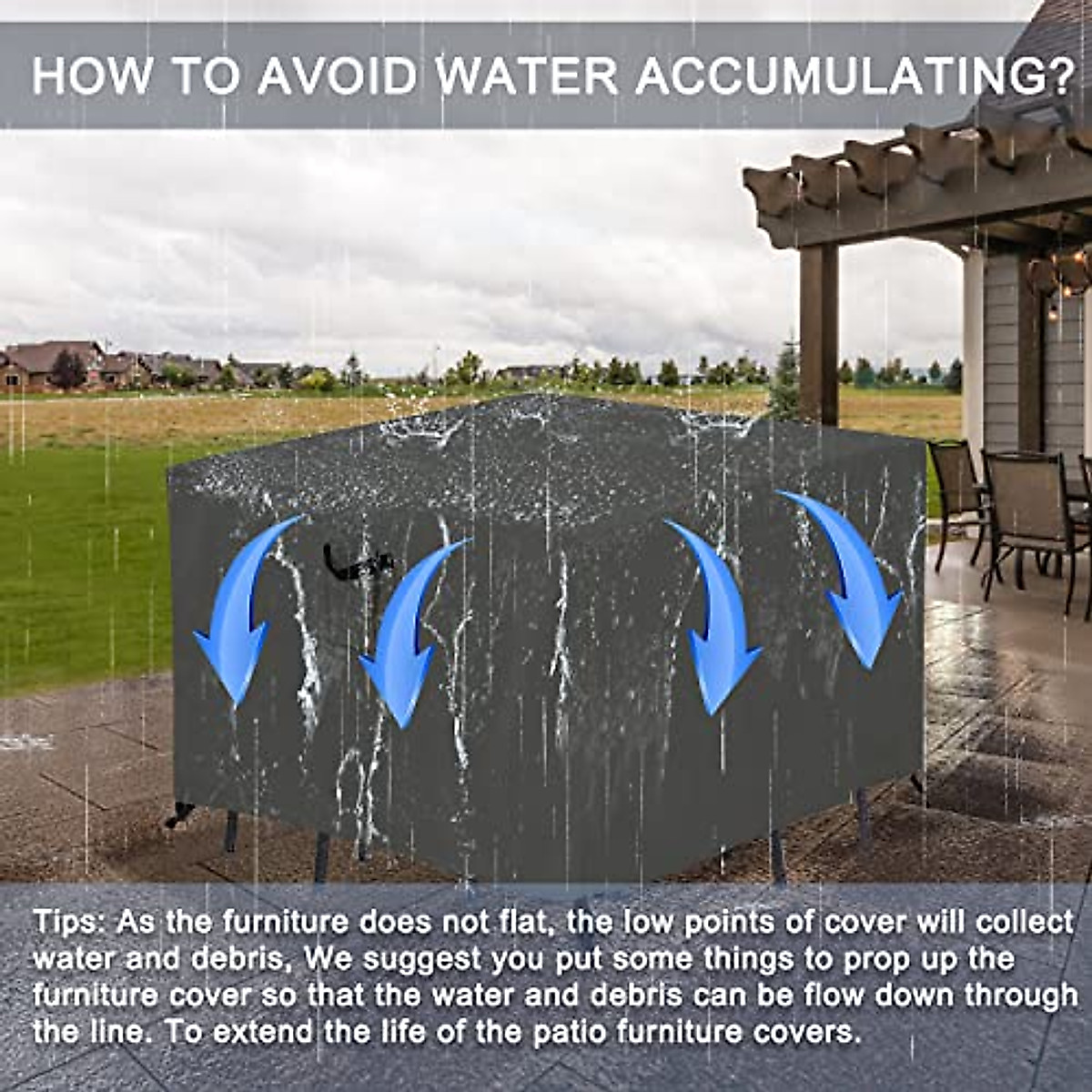 ABCCANOPY Waterproof Outdoor Patio Table Set Cover Lawn Patio Furniture Covers Heavy Duty UV Resistant Dust Proof Protective Covers, 60" Lx 60" Wx 23" H