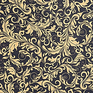 RUSPEPA Kraft Wrapping Paper Roll - Navy Floral Pattern Great for Birthday, Party, Wedding - 17 Inches X 32.8 Feet