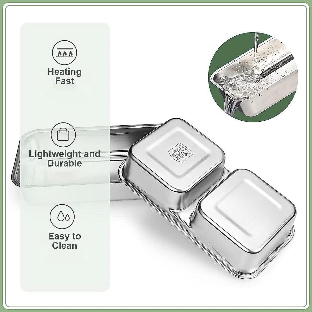 Electric Lunch Box Food Heater, 3 in 1 Portable Food Warmer for Office Home School,2 Layer Heated Lunch Box Leak Proof, Food Warmer with Removable 304 Stainless Steel Container 800ml (Green)