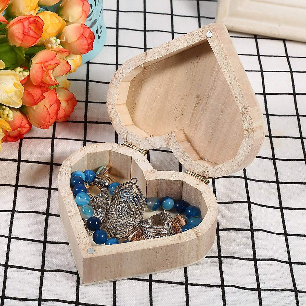 Heart-shaped Wooden Box, New Lovely Wooden Heart-shaped Jewelry Storage Box Packaging Carrying Case Craft Decoration Hot for Packaging Jewelry, Small Gifts