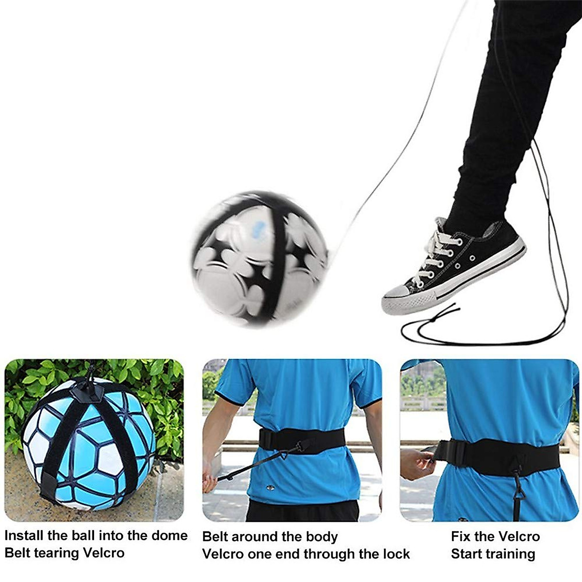 Toxz Soccer Singles Training Rebound Training Belt,Elastic Rope Bungee Football Practice Tool Exercise Self-Study,Practice Equipment Trainer