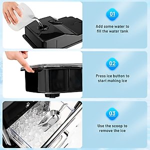 COSTWAY Nugget Ice Maker Countertop, 44 LBS Ice Makers with Built in Self-Cleaning, Intelligent Control Panel, Compressor and Ice Scoop, Portable Compact Ice Maker Machine for Party, Kitchen, Office