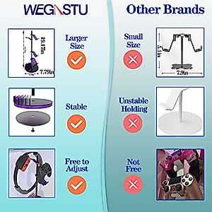 WEGASTU Headphone Stand & Dual Controller Holder for PS5 Xbox Controller Switch PC Headphone Height Adjustable & Stents Rotating Gamers Gaming Accessories Desk Aluminum Support&Thickened ABS (Blue)