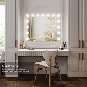 Vanity Mirror with Lights,Lighted Vanity Mirror with 15 Dimmable Bulbs for Dressing Room & Bedroom,3 Color Lighting,Modes Detachable 10x Magnification 360°Ratation (Off White-15 Bulbs)