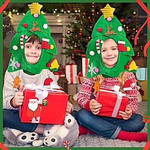 DomeStar Christmas Tree Hat with 7PCS Ornaments, Funny Christmas Hat, Novelty Santa Hat Crazy Hats Christmas Party Hat Dress Up Celebrations