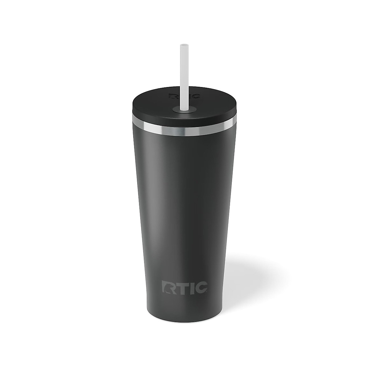 RTIC 20oz Everyday Tumbler Insulated Stainless Steel Portable Travel Coffee Cup with Straw, Spill-Resistant Lid, BPA-Free, Hot and Cold Drink, Ceramic Lining, Black