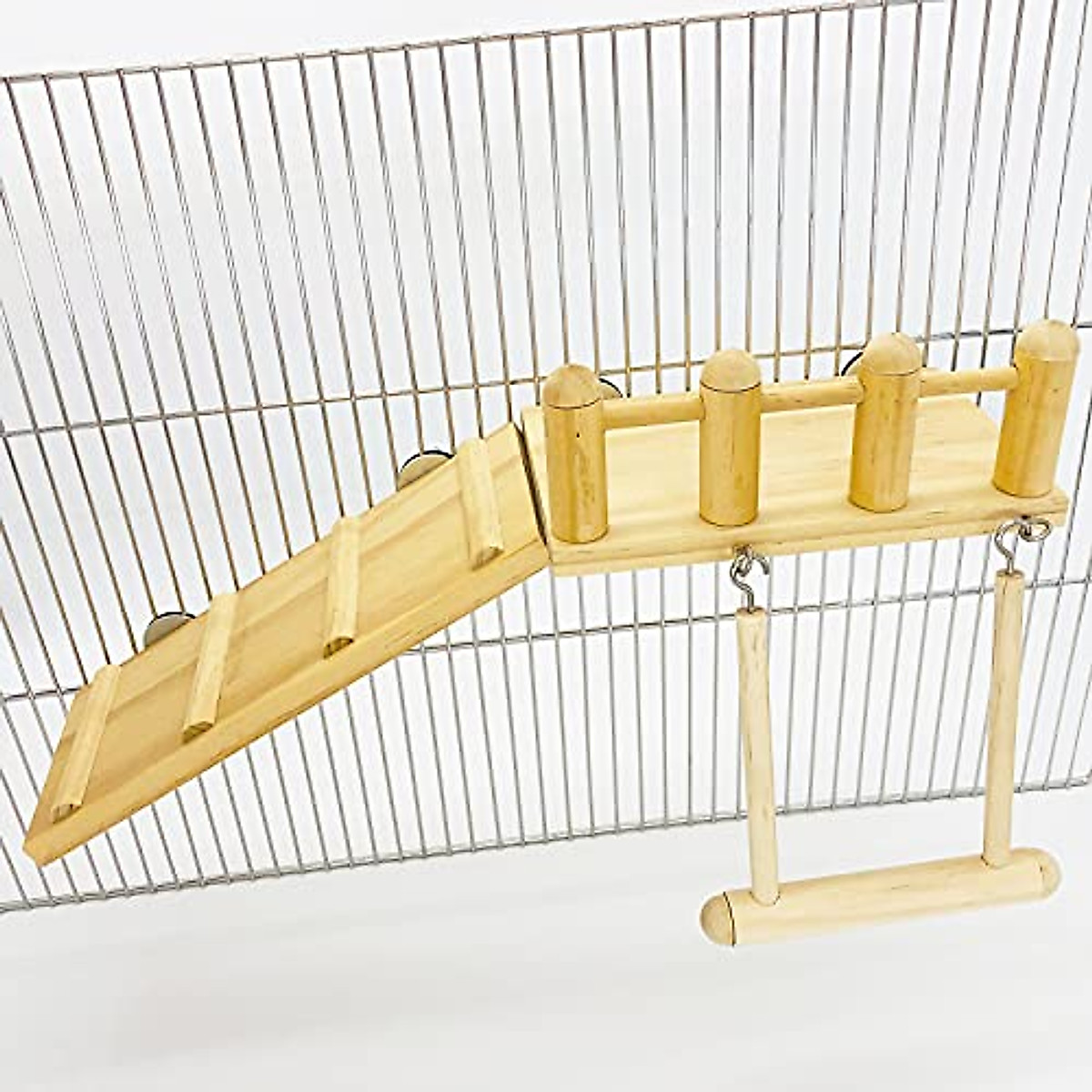 Parrot Climbing Ladder, Bird Wooden Playground with Climbing Ladder Stand, Parrot Play Stand, Bird Swing for Green Cheeks, Small Lovebirds, Goldens, Hamsters, Bird Cage Chew Toy Set
