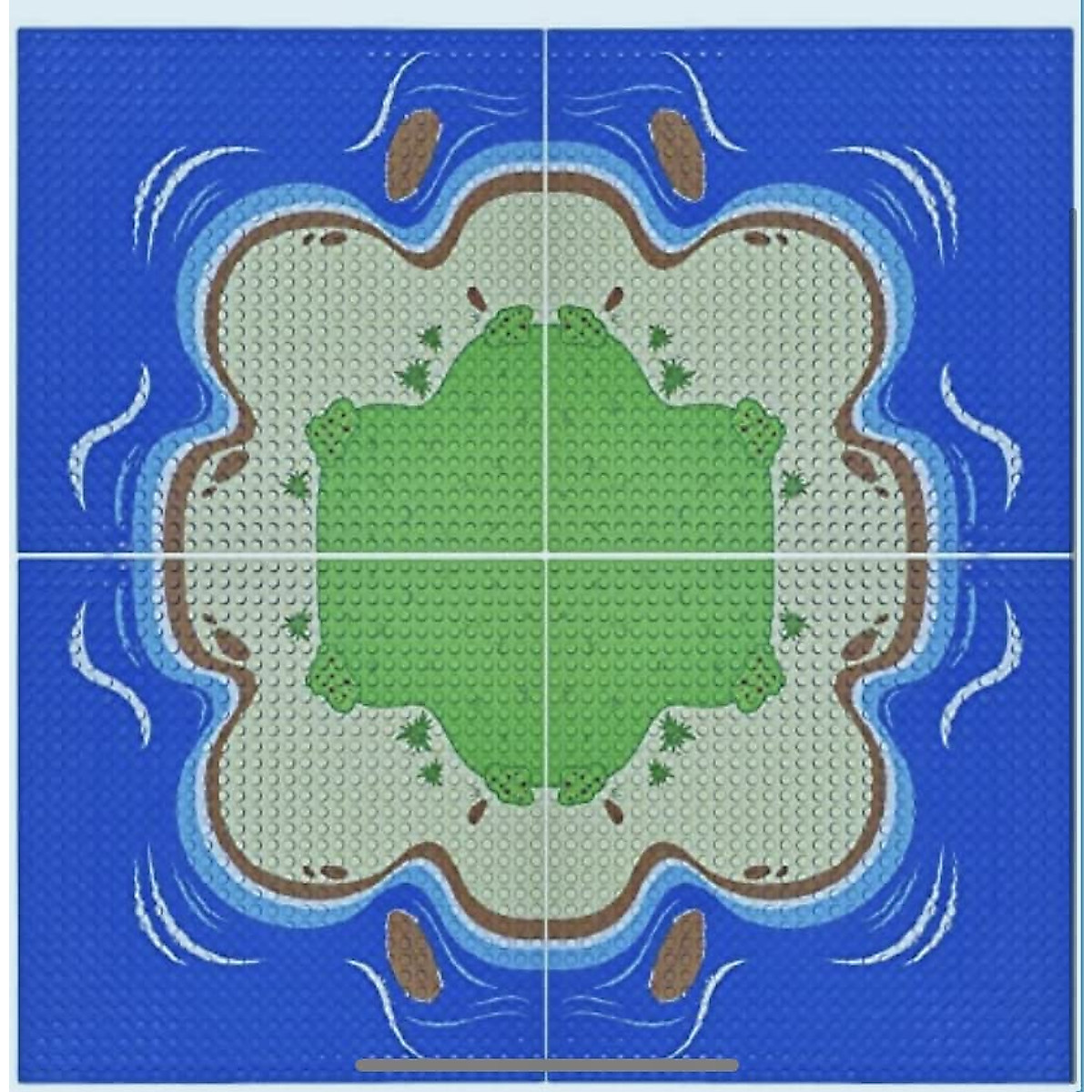 General Jim's Blue Beach and Water Road City Baseplates Full Set for Ocean Island Street Base Plate - Pirates Sea Grass Toy Kit for Building Blocks Bricks for Teens and Adults