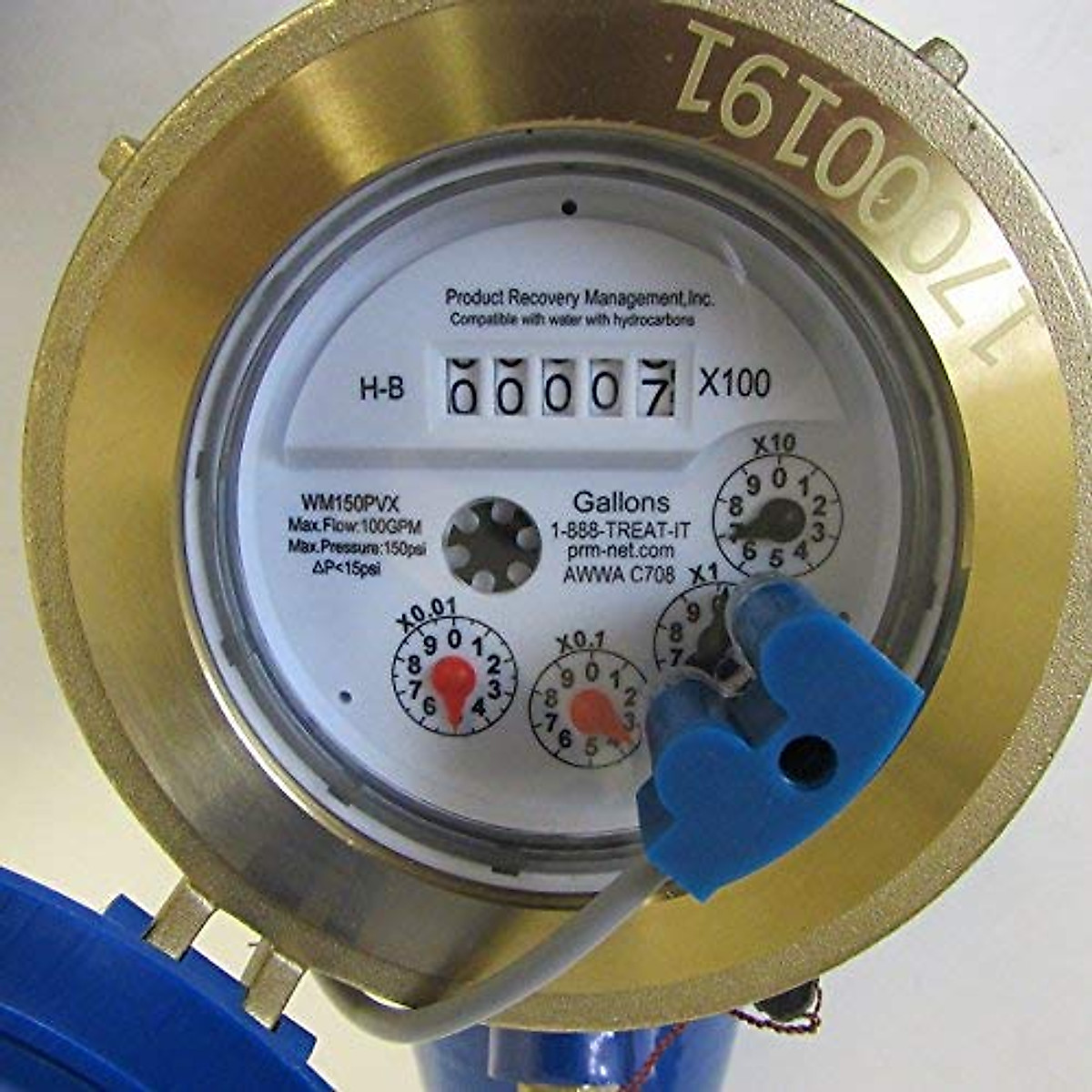 PRM 1-1/2 Inch NPT Multi Jet Water Meter with Pulse Output, Brass Body - Not for Potable Water
