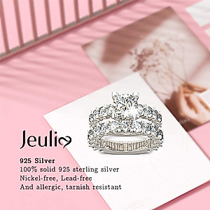 Jeulia 3.5 Carat Round Cut Sterling Silver Wedding Ring White Diamond Cubic Zirconia Bridal Engagement Rings Solitaire Bridal Set Anniversary Valentine’s Gift with Beautiful Jewelry Box (8)