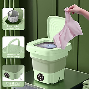 Portable Washing Machine,Foldable Mini Washing Machine,Portable Washer for Underwear,Socks,Baby Clothes,Towels,Pet Items,Apartment,Hotel,RV,Travel,Home,Dormitory,Camping,Sickroom,8L,Green