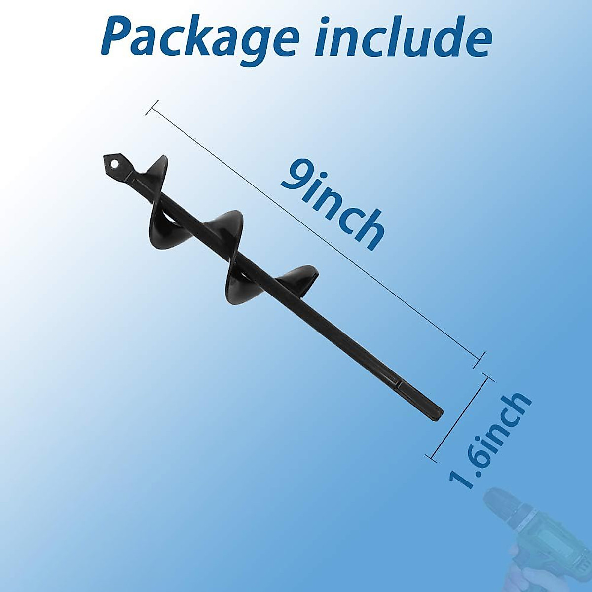 SORANGEUN 1.6"x9" Garden Auger Spiral Drill Bit,Bulb Auger for Cordless Drill,Auger Drill Bit for Planting,Soil Auger for Post Hole Digger,Garden Auger for 3/8” Hex Driver Drill Solid Shaft