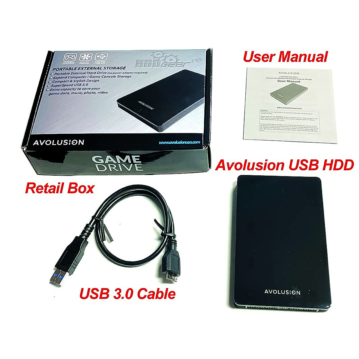 Avolusion HD250U3-Z1-PRO 500GB USB 3.0 Portable External Gaming Hard Drive (for Xbox One X, S & Series X|S - Pre-Formatted) - 2 Year Warranty (Renewed)