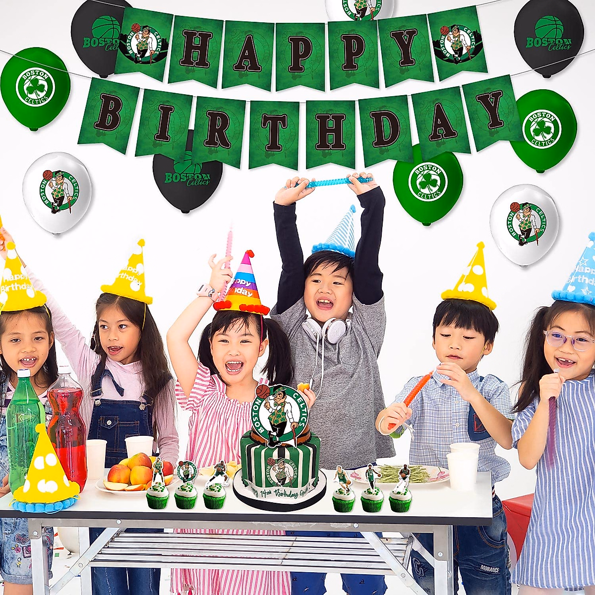 Boston Celtics Basketball Birthday Party Decorations Basketball Sports Birthday Party Favors Jayson Tatum Party Supplies includes Banner Balloons Cupcakes Cake Topper for Boys