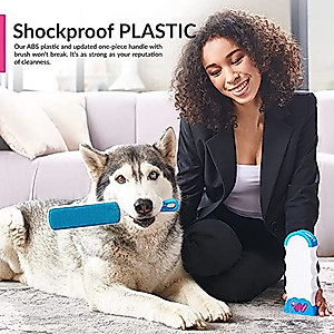 WELLTED Pet Hair Remover for Couch Furniture Clothing Car Seat Lint Brush - Fur Remover - Fur & Lint Removal - Dog & Cat Hair Remover - Double-Sided Brush with Self-Cleaning Base (Blue)