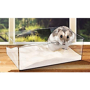 Cumuiu Hamster Sand Bathroom Clear Acrylic Toilet Tray Bathroom for Hedgehog Squirrel Hamster Guinea Pigs and Small Animal (Small)