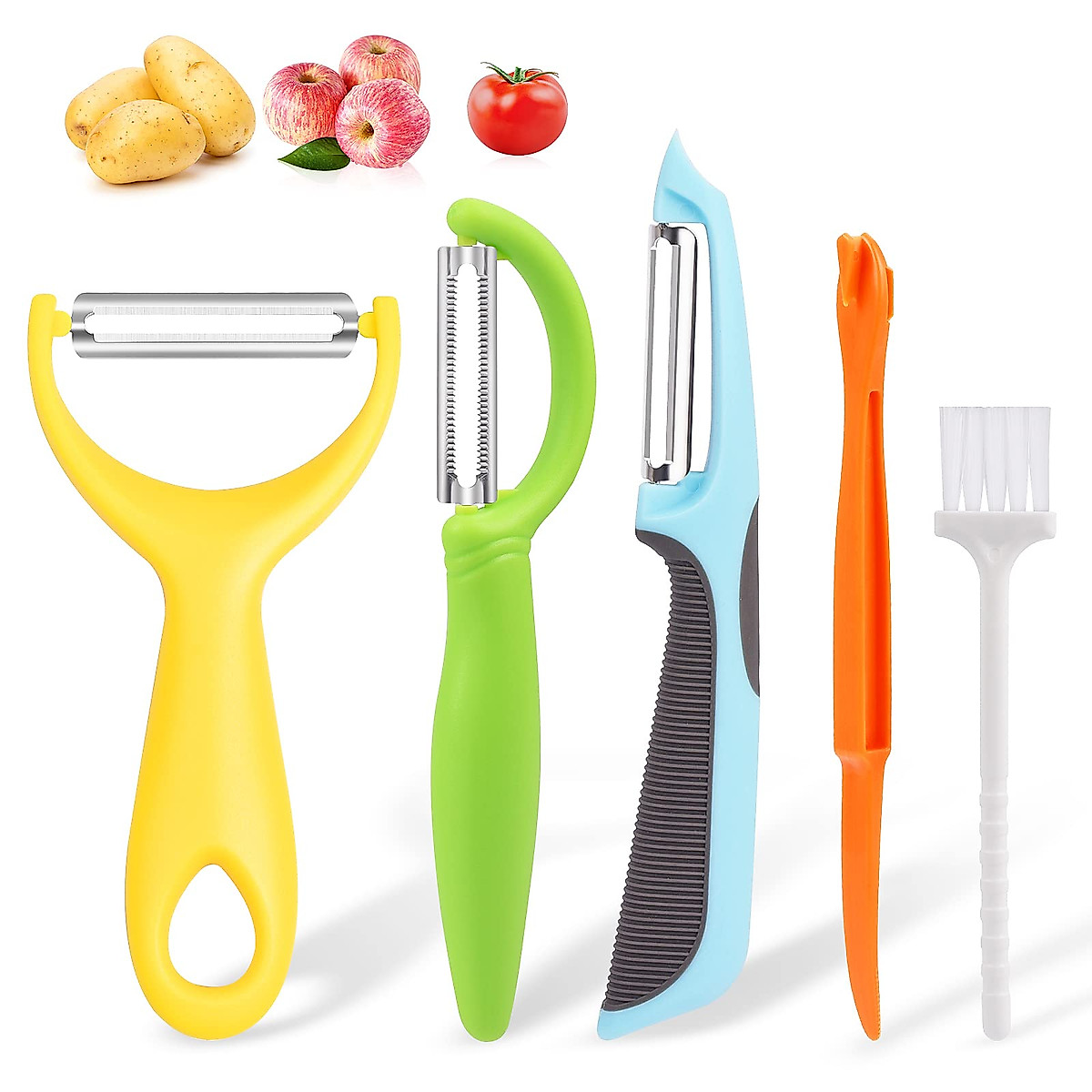 Vegetable Peeler,5PCS Stainless Steel Y Peelers for Kitchen,Veggie Peeler for Orange Potato Apple Carrot Fruit