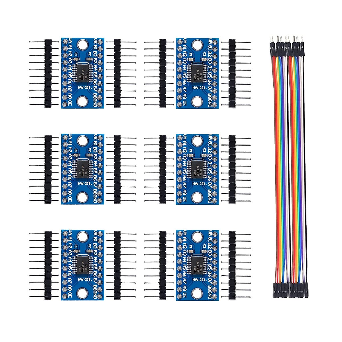 DIANN 6pcs TXS0108E Logic Level Module 8 Channel Bi-Directional High-Speed Full Duplex Shifter 3.3V 5V Module with Cable