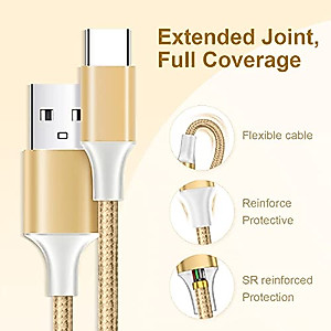 USB C Cable,1M/2M/2M/3M 4pack Charging Cable USB C 3.1A Fast Charging Cable Nylon Long USB Type C Cable for Samsung Galaxy S22 Ultra S21 S20 S10 S9 S8 Plus,Redmi,Sony Google Pixel