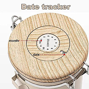 Livefunni Stainless Steel Airtight Coffee Canister with Date Tracker and Scoop, Vacuum Sealed Bean Coffee Storage Container Large Kitchen Food Storage Can 1.8L for Tea Grounds Flour Cereal Bean Sugar (Green)