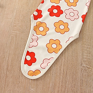 Infant Newborn Baby Girls Floral Sleep Gown Headband Sleepwear Romper Sleeping Bags Outfits (Floral-Red, 0-3 Months)