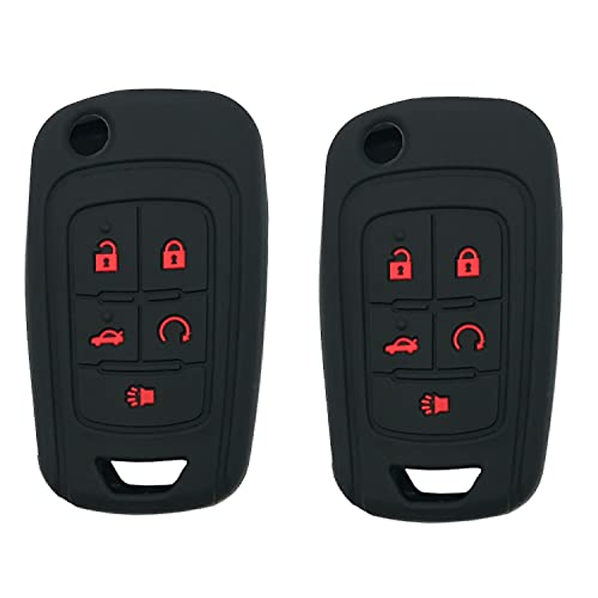 2PCS Silicone Protector Key Fob Cover fit for 2010 2011 2012 2013 2014 Chevy Chevrolet Camaro Cruze Malibu Equinox Sonic Impala Keyless Entry Remote Key Fob