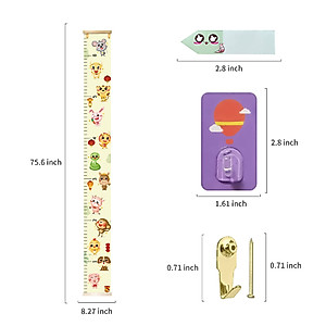 by Unbranded Growth Chart for Kids,Upgrade Removable Baby Growth Chart for Wall with Marker Stickers,Hooks,Canvas Height Measuring Rulers for Boys Girls (Dinosaur)