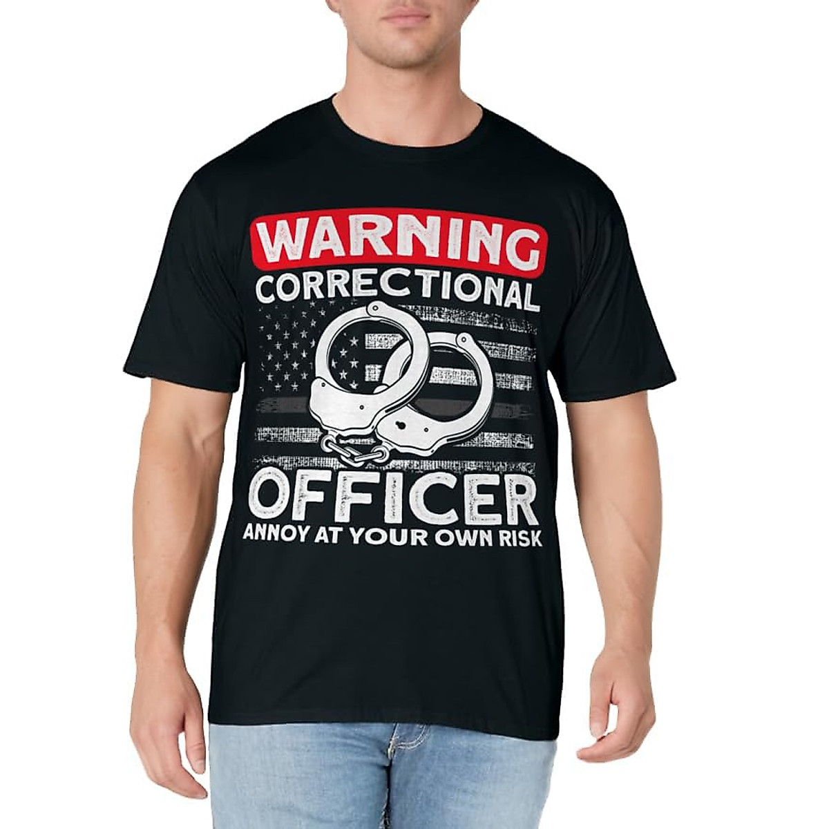 Correctional Officer Annoy At Your Own Risk Thin Silver Line T-Shirt
