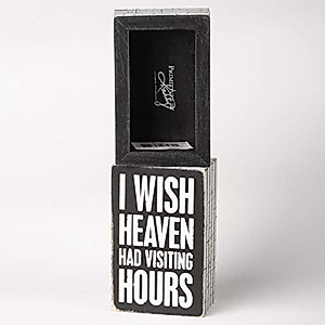 Primitives by Kathy 28462 Pinstripe Trimmed Box Sign, 2.5 x 4-Inches, Visiting Hours , Black
