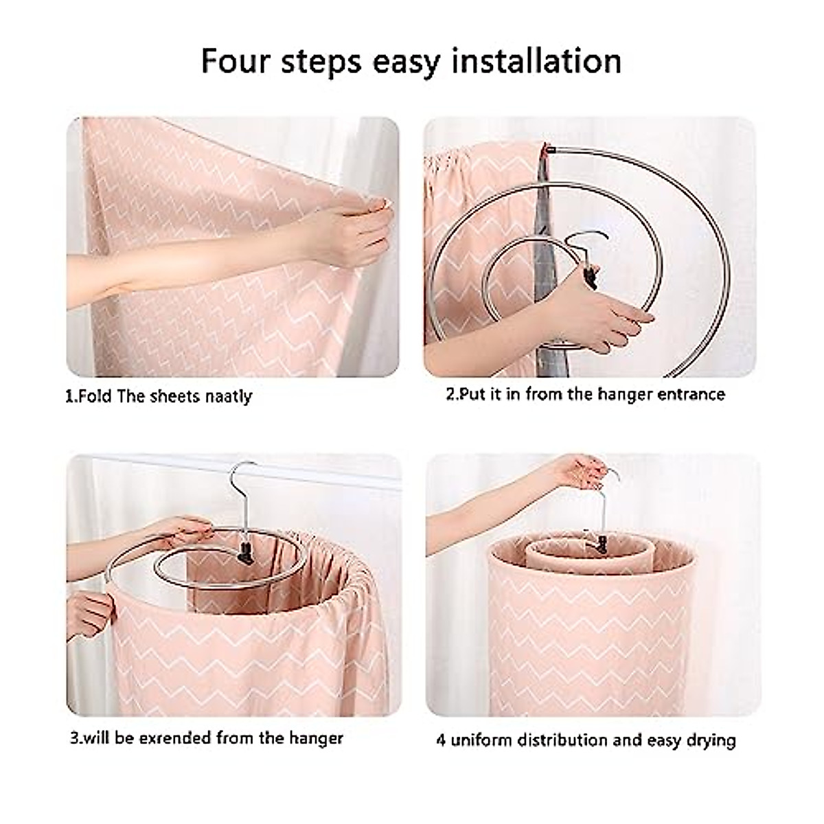 BinaryABC Spiral Shaped Bed Sheet Towels Clothes Scarf Blanket Drying Hanger,Space Saving Clothing Drying Rack Holder,2PCS