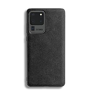 Italian Alcantara Suede Back Cover For Samsung Galaxy S20 Ultra (Black)