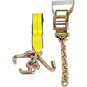 Mytee Products (2 Pack) 2" x 8' Car Tie Down Chain Ratchet Straps with RTJ Cluster Hooks - AutoTie Down Roll Back Tow Truck Car Hauler Straps