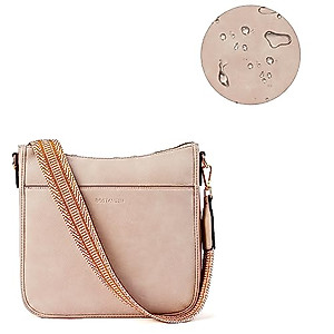 BOSTANTEN Crossbody Bags for Women Trendy Vegan Leather Hobo Purses Shoulder Handbags With Wide Shoulder Strap Pink
