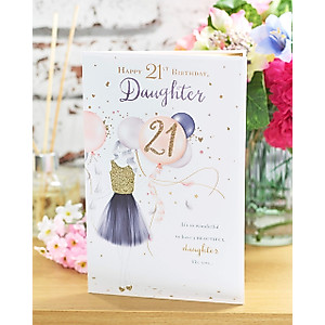 UK Greetings 21st Birthday Card for Daughter with Gold Glitter