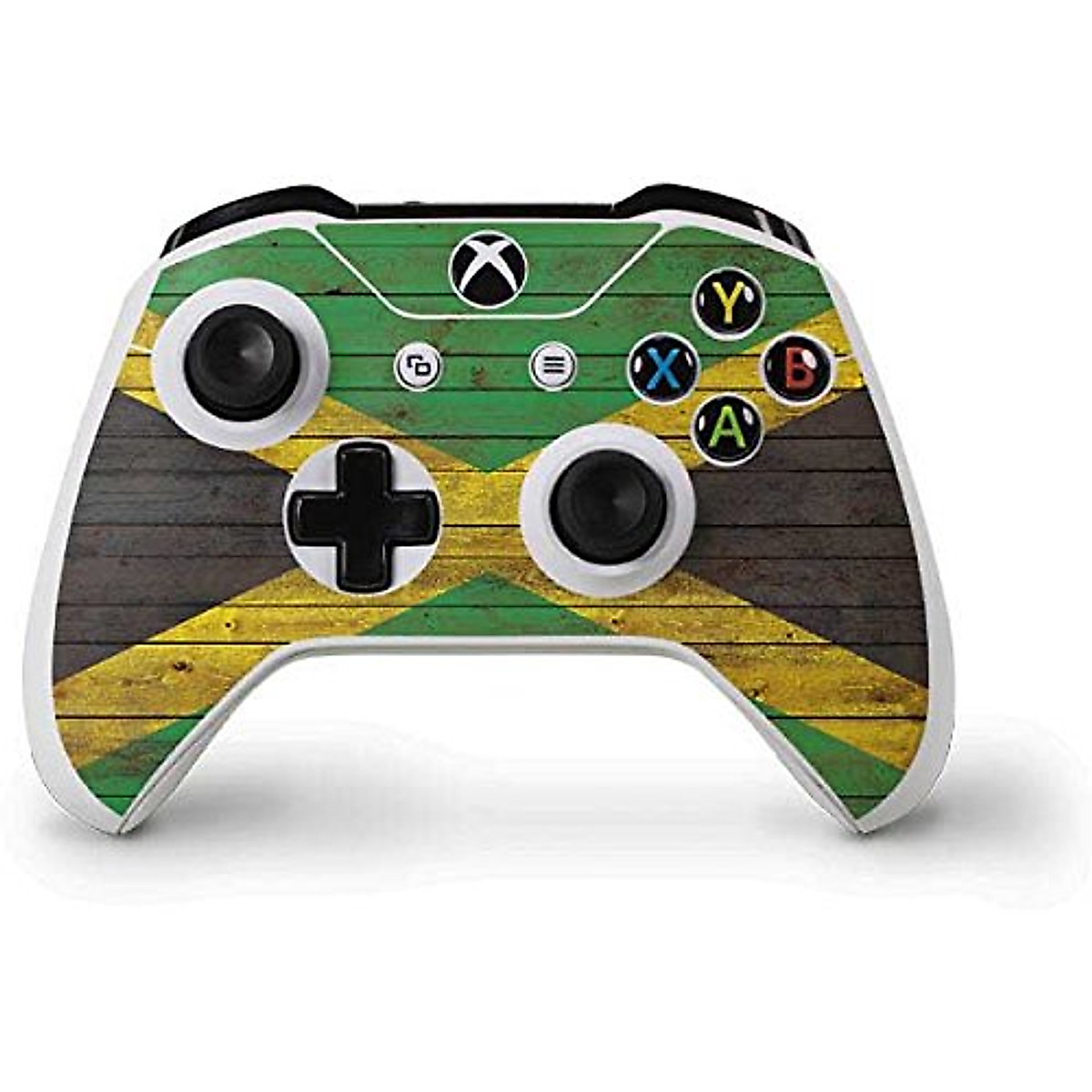 Skinit Decal Gaming Skin Compatible with Xbox One S Controller - Originally Designed Jamaican Flag Dark Wood Design