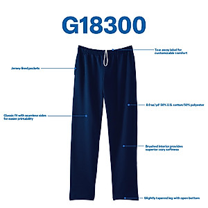 Gildan Adult Fleece Open Bottom Sweatpants with Pockets, Style G18300, Sport Grey, Large