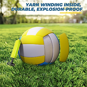 Patiassy Portable Professional Outdoor Volleyball Net Set with Adjustable Height Aluminum Poles, Winch System, Volleyball with Pump and Carrying Bag for Backyard Beach (Yellow)