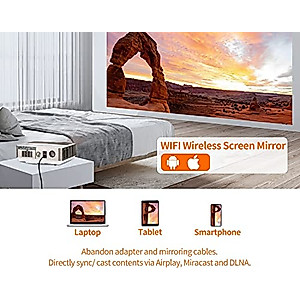 LCD Android Wireless Projector 1080p Native 9000 High Lumen, Home Theater Projector with WiFi and Bluetooth 250'' Display Outdoor Movie, Airplay for iPhone, Compatible with Fire Stick,PS5,Laptop,HDMI