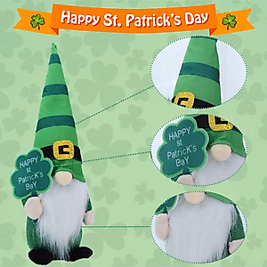 2packs St. Patrick's Day Gnome Decorations, Handmade Standing Tomte Gnome Plush Decor for Gift,Green Shamrock Irish Gnome Elf Scandinavian Ornaments, Patrick's Day Home Decor, Party Supplies Gift