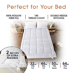 Cheer Collection Down Alternative Hypoallergenic Mattress Topper with Elastic Anchor Bands - Full Size (54" x 75")