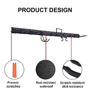 Homeon Wheels Tools Storage Rack system, for Room, Garage Organizer &Garden Organizer, Heavy-duty Solid and Easy to Install, Holds 10 hooks & Max 420 lbs, Holds Shovels, Rakes, Maps, Skis and Bikes