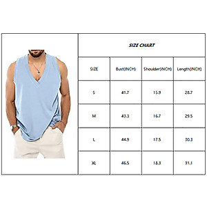utcoco Men's Cotton Linen Tank Top Solid Color V-Neck Cut Off Tee Summer Beach Sleeveless Shirts for Men (L, Light Grey)