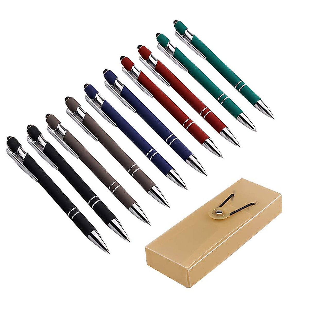 Stylus Pens - Black Ink 2 in 1 Capacitive Stylus- Compatible with Most Touch Screen Devices-A Variety of Color Pen Holders (10-Pack)