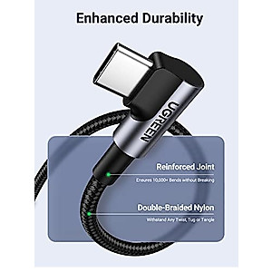 UGREEN 100W USB C Cable 90 Degree Type C Charging Cable Compatible with MacBook Pro 2022, iPad Pro 2022, Elitebook, Dell XPS, Samsung Galaxy S23/S22/Z Fold, Pixel, PS5, Switch, etc. 10FT