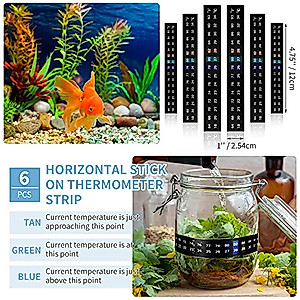 6 Pieces Horizontal Stick On Thermometer Strip Horizontal Thermometer Stickers Digital Temperature Display for Fermenting, Brewing, Wine, Beer, Kombucha Aquariums, 64-93°F (18-34°C) Adhesive Sticker