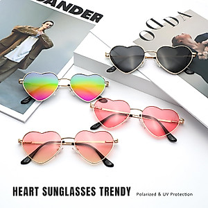 Eiuizah Polarized Heart Sunglasses for Women Men - Cute Trendy Sun Glasses Metal Frame UV400 Protection Lens