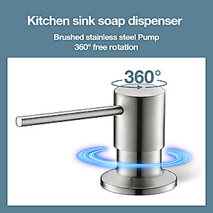 Soap Dispenser for Kitchen Sink, OUEN Brushed Nickel Built in Pump Soap Dispensers, Stainless Steel Sink Soap Dispenser or Lotion Dispenser Pump with Above the Sink Refillable 17OZ Large Liquid Bottle