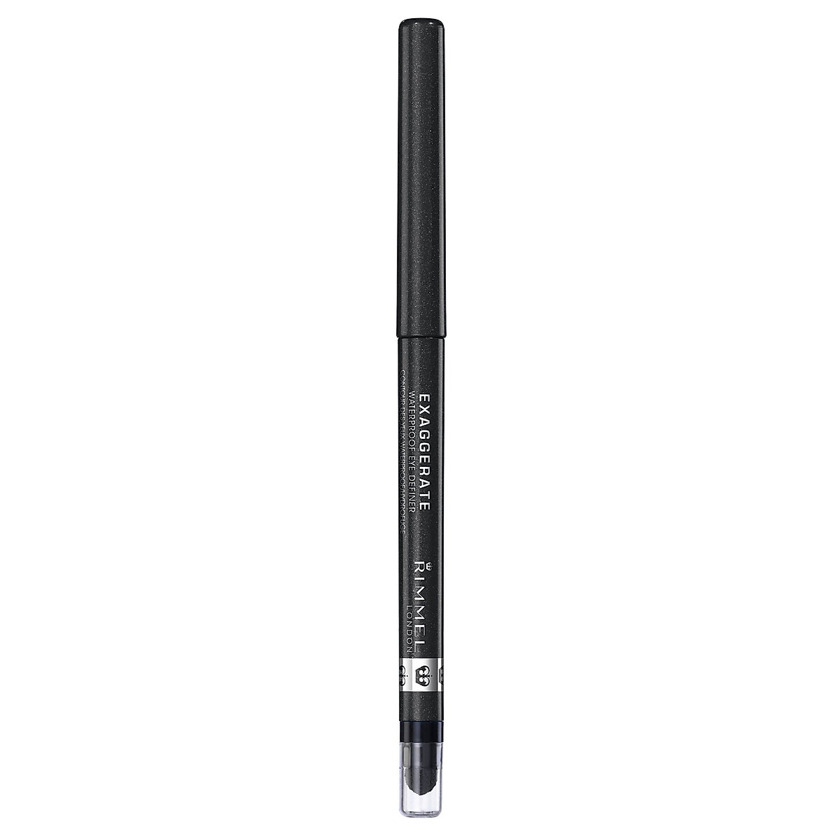 Rimmel London Exaggerate Waterproof Eye Definer Eyeliner, Highly Pigmented, Long-Wearing, Built-In Smudger, 263, Starlit Black, 0.01oz